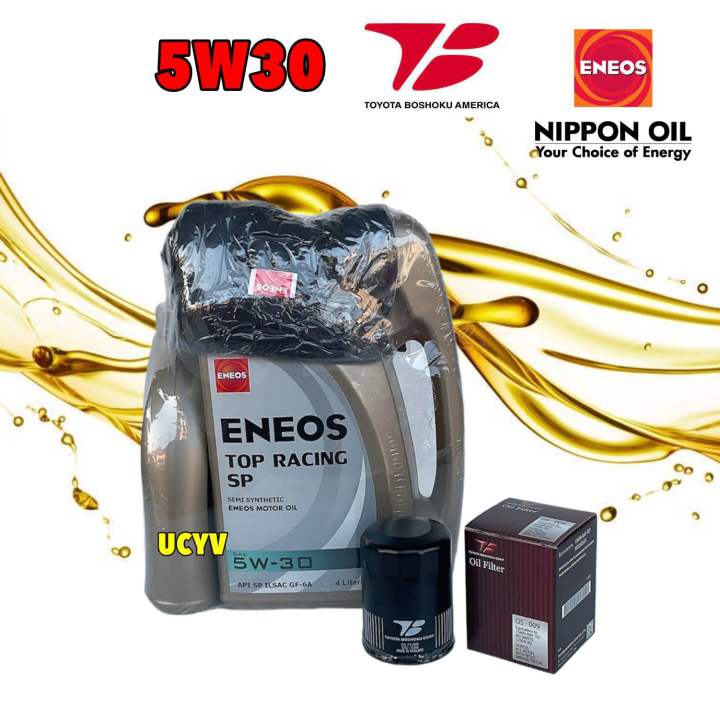 ENEOS Top Racing Sp น้ำมันเครื่อง กึ่งสังเคราะห์ 5W30 +กรอง Toyota Boshoku OS-009 4+1ลิตร ...