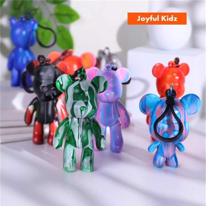 DIY Fluid Bear Bearbrick Keychain Handmade Violent Bear Rabbit Painting ...