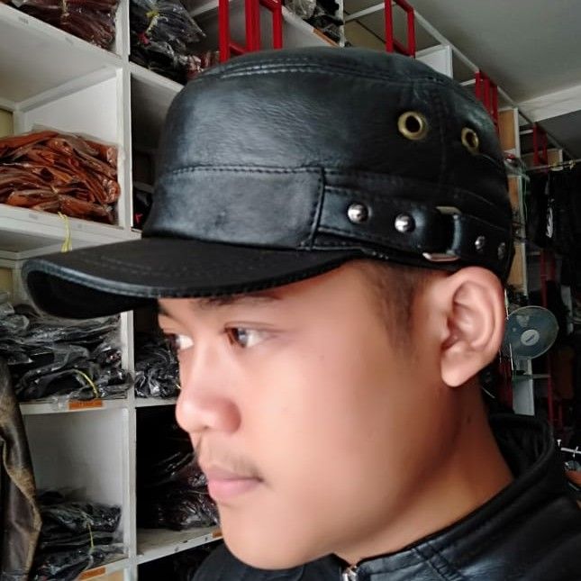 Topi Kulit Pria Model Komando TNI Bahan Domba Asli Original Garut ...