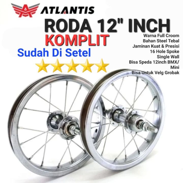 RODA VELG SEPEDA ANAK WHEELSET 12 INCH MINI BMX GEROBAK DEPAN BELAKANG ...