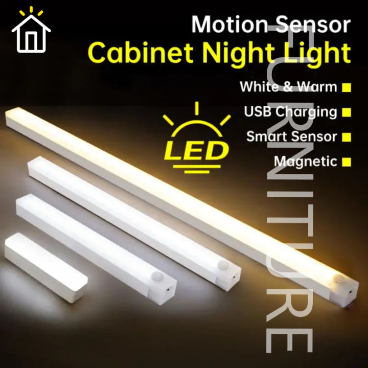 LED Sensor Light Bar 10/20/30/50CM Magnetic Mounted Rechargeable Motion ...