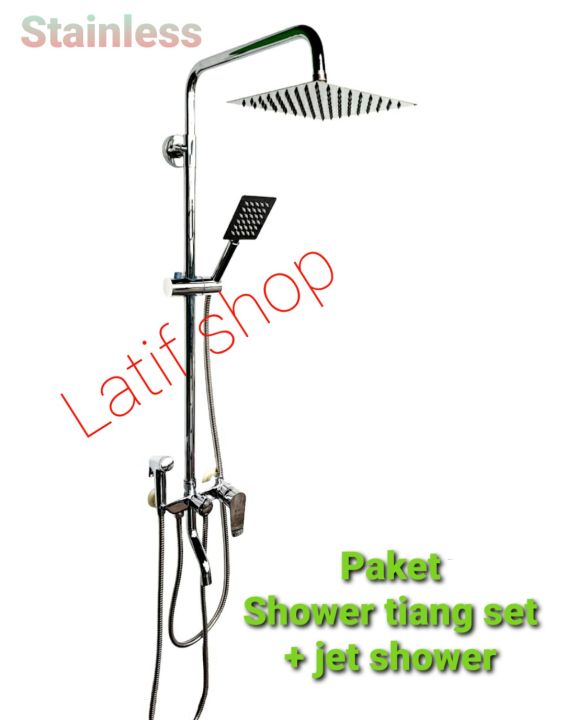 Shower tiang stainless komplit set dengan jet shower.tiang shower model ...