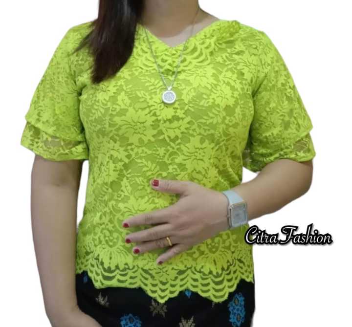 Atasan blus brokat lengan tingkat | Lazada Indonesia