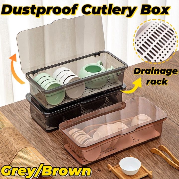 Kitchen Storage Box Organizer Cutlery Drainer Spoon Fork Organizer with ...