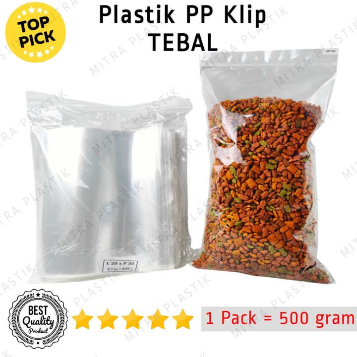 Plastik PP Klip Bening Tebal 90 Micron Zip Lock Zipper 500 gram Kemasan ...