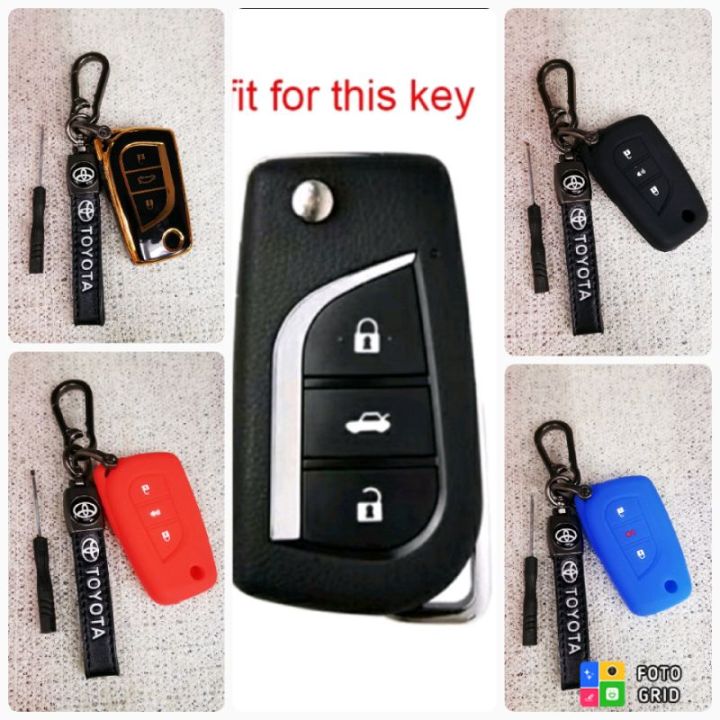 toyota innova, fortuner, hilux, altis, silicone flip key cover keychain ...