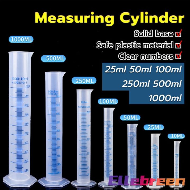 25/50/100/250/500/1000ml Plastic Measuring Cylinder Chemistry ...