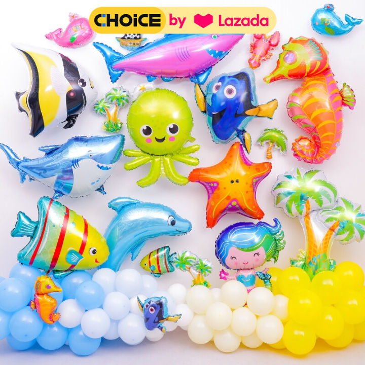Ocean Animals Foil Balloon Mini Dolphin/Octopus/Lobster/Tropical Fish ...
