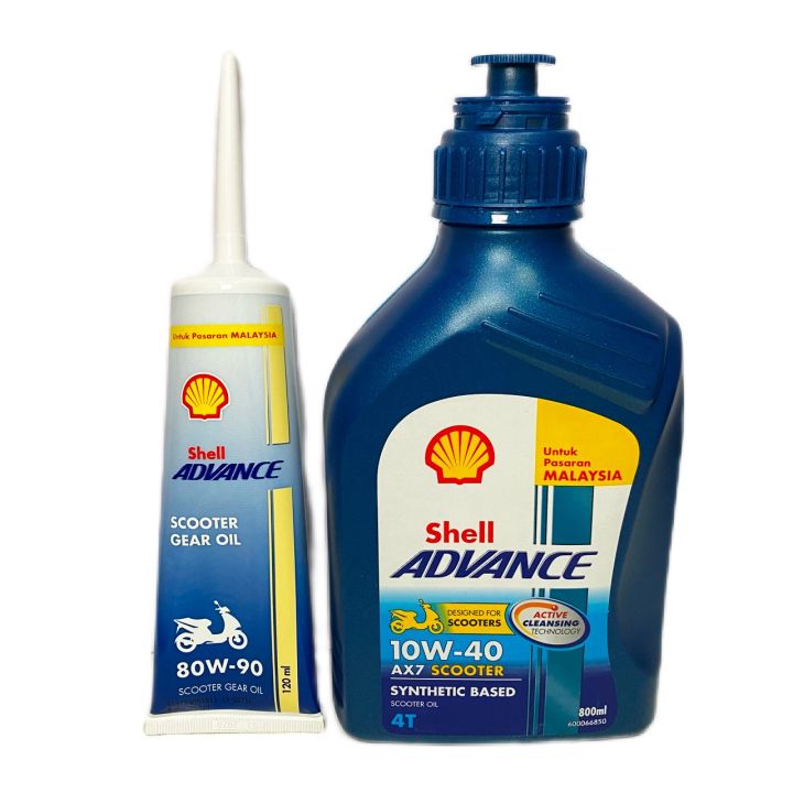 Shell Scooter 4T Ax7 10w-40 (800ml) Gear Oil 80w-90 (120ml) Shell ...