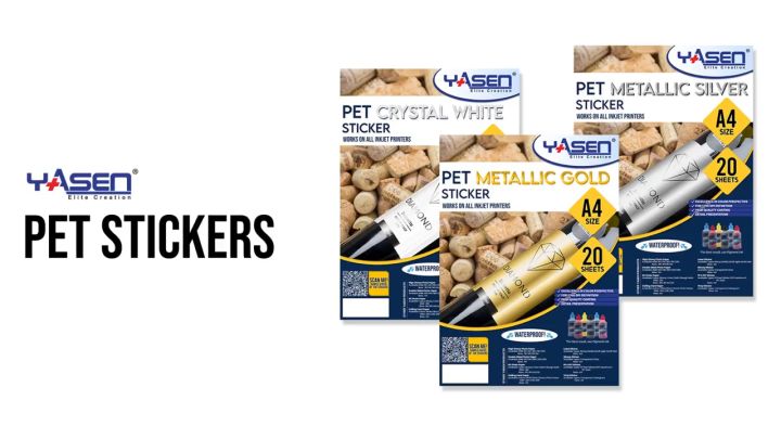 Yasen Vinyl PET Sticker Paper Waterproof 20 Sheets A4 Size 150GSM ...