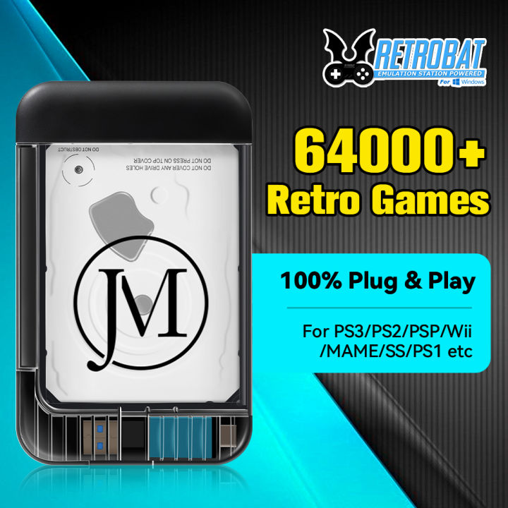 JMachen 500G Portable Gaming HDD Retrobat Retro Game Console with 64000+Retro Games For PS3/PS2 ...