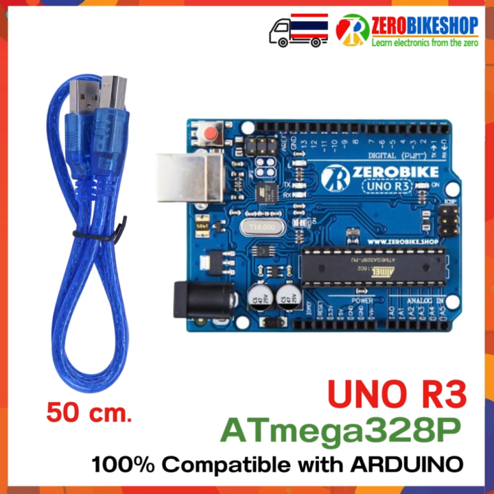 ZEROBIKE Arduino UNO R3 บอร์ดไมโครคอนโทรเลอร์ UNO R3 ATmega328 พร้อมสาย USB by ZEROBIKE | Lazada ...