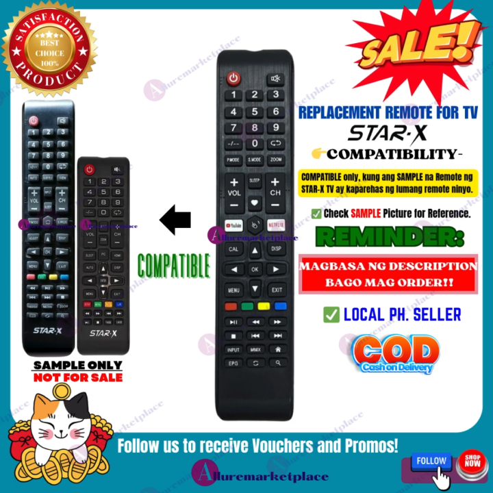 [**Mag Basa B4 Umorder**] STAR-X LED TV Remote NO CODE NO SET UP Replacement Remote for BASIC ...