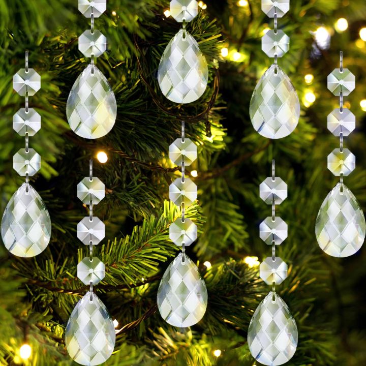 10/20/30 Pcs Crystal Teardrop Ornaments for Christmas Tree Decoration ...