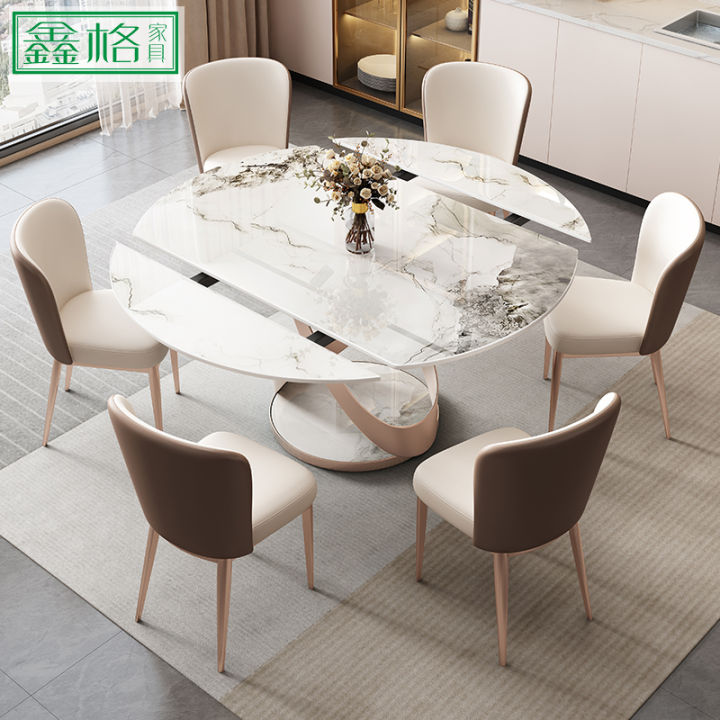 Accessible Luxury Stone Plate Dining Table Retractable Square round ...