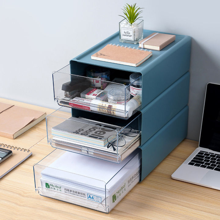 multi-purpose office transparent stackable storage drawer storage box ...