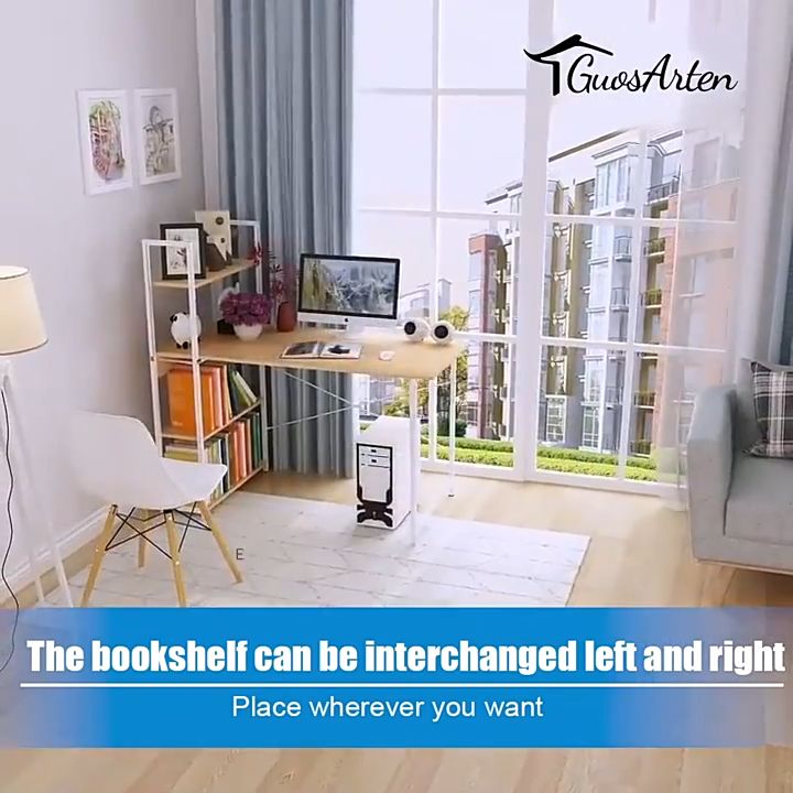 【On Hand】120CM Computer Table Study Table with Side BookShelf Home ...