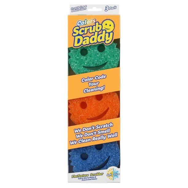 Scrub Daddy Colors Non-Scratch Flex Texture Sponge, Multi-Color, 3 Ct ...