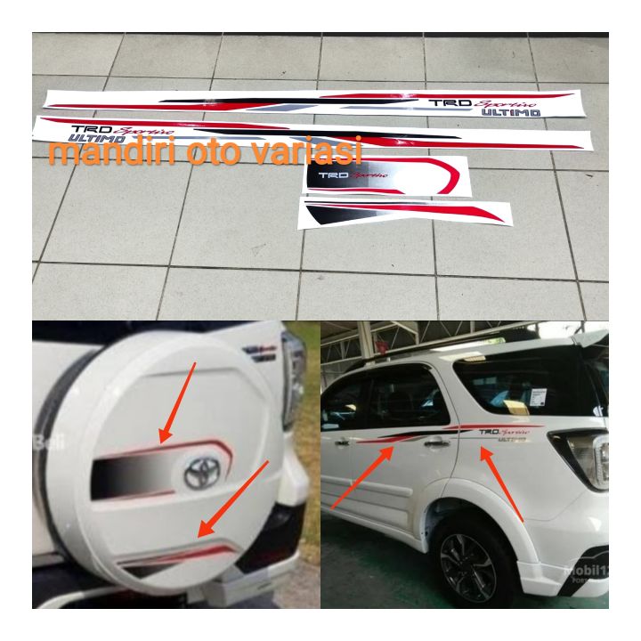 Sticker body mobil toyota rush ultimo stiker samping dan stiker ban ...