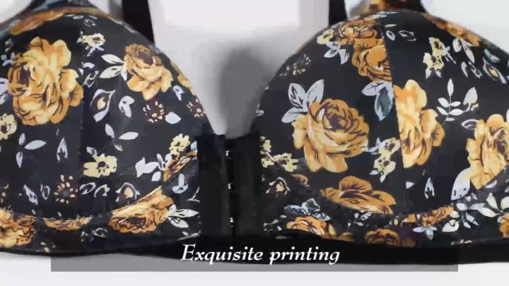 Folomi ชุดชั้นในสตรีไร้สายบราปิดด้านหน้าพิมพ์ลายชุดชั้นในดัน | Lazada.co.th