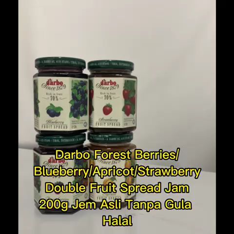 Darbo Blueberry Double Fruit Spread Jam 200g Jem Asli kandungan 70% ...