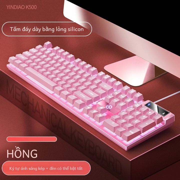 Bàn Phím Màu Hồng 104 Phím Keycaps Chơi Game Có Dây Màu Hỗn Hợp Trắng ...