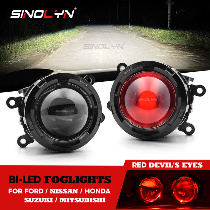 H11 Bi LED Projector Lens Fog Light Red Devil Demon Eyes For Mitsubishi ...
