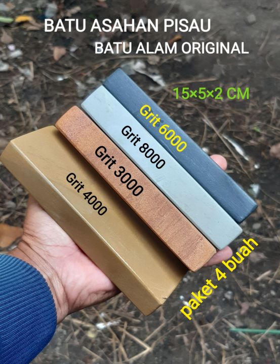 paket 4 pcs batu asahan pisau 15x5x2cm batu alam original | Lazada ...
