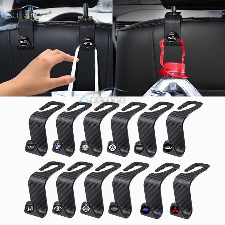 ACEKOGO Luminous Car Hanger Hook Rear Back Seat Hook Carbon Fiber ...