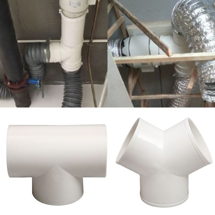 PVC T/Y Shape Exhaust Duct Connector Quick Ventilation Tube Joint ...