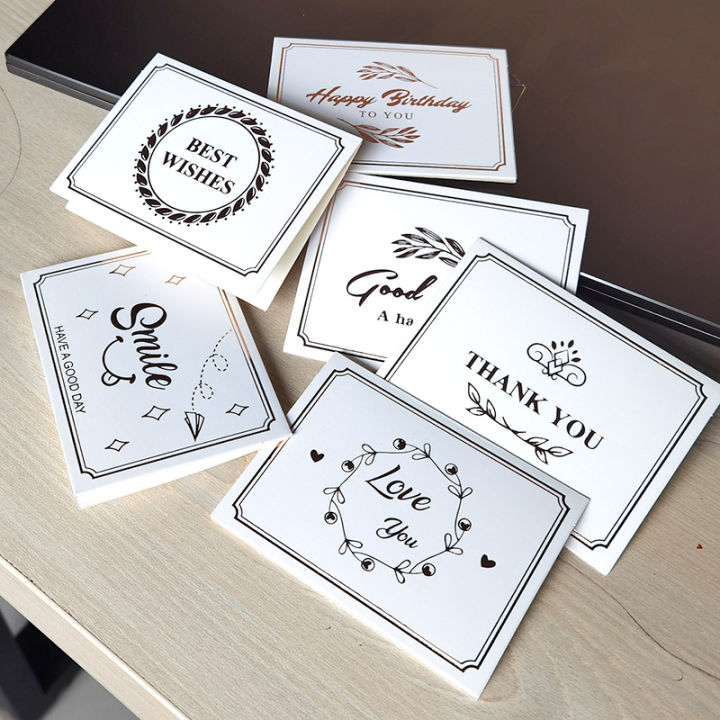 (Min. 10pcs) Gold Stamping Greeting Card Wish Card DIY Party Decoration ...