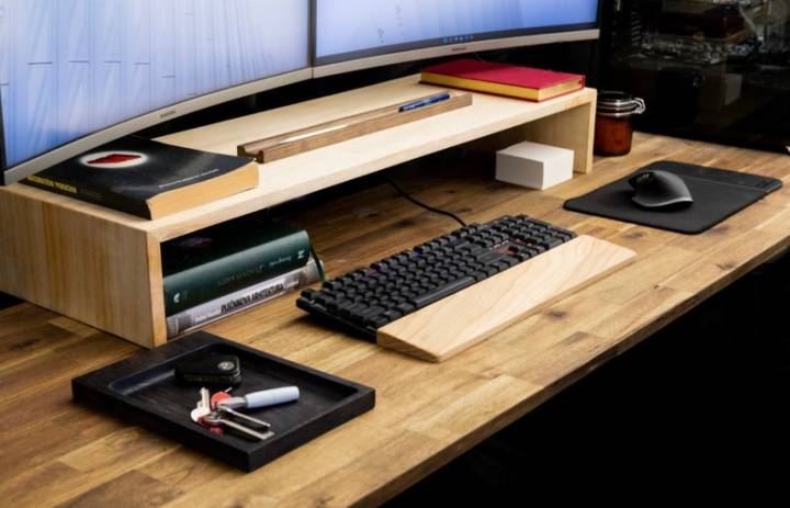 Monitor Stand for Desktop Setup | Handmade Solid Wood Display Riser In ...