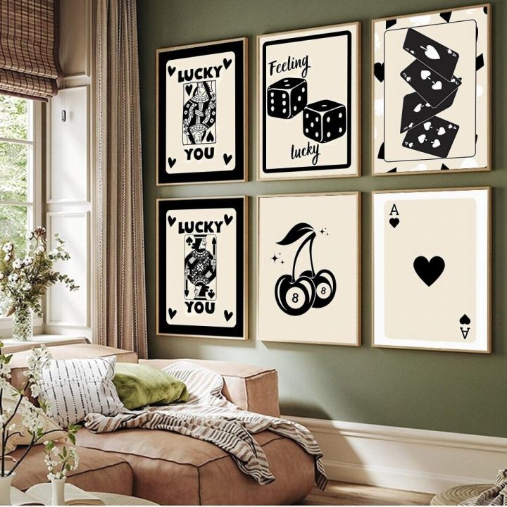 Lucky Playing Card Poster Classic Vintage Posters HD Quality Wall Art ...