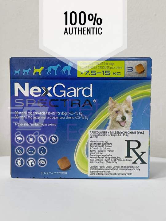 Nexgard Spectra 7.5-15 kg for Dogs Chewable Tablet WITHOUT STICKERS ...