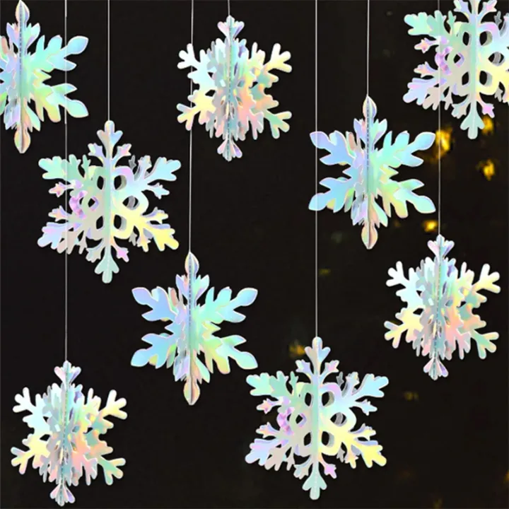 6pcs 3D white/laser snowflake hanging decorations, Christmas snowflakes ...