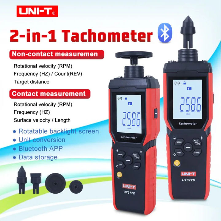 UNI-T 2 in 1 Digital RPM Tachometer Laser Contact Non Contact Frequency ...