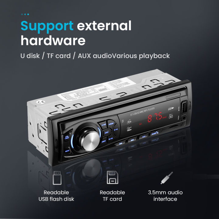 8014 Car Stereo MP3 Player FM Radio Receiver with Bluetooth AUX Input ...