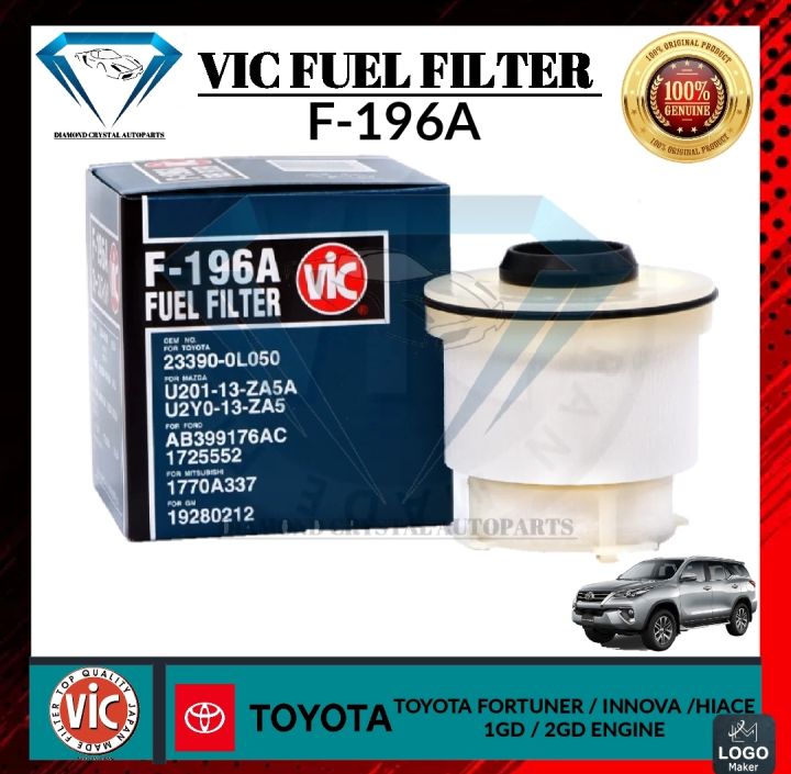 VIC FUEL FILTER F-196A (ELEMENT TYPE) TOYOTA FORTUNER /INNOVA /HILUX /HIACE 1GD/2GD FORD RANGER ...