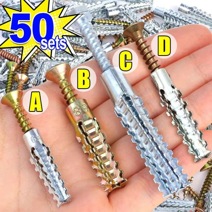 50Sets Metal Expansion Tube Pipe Serrated Thorny Self Tapping Screws ...