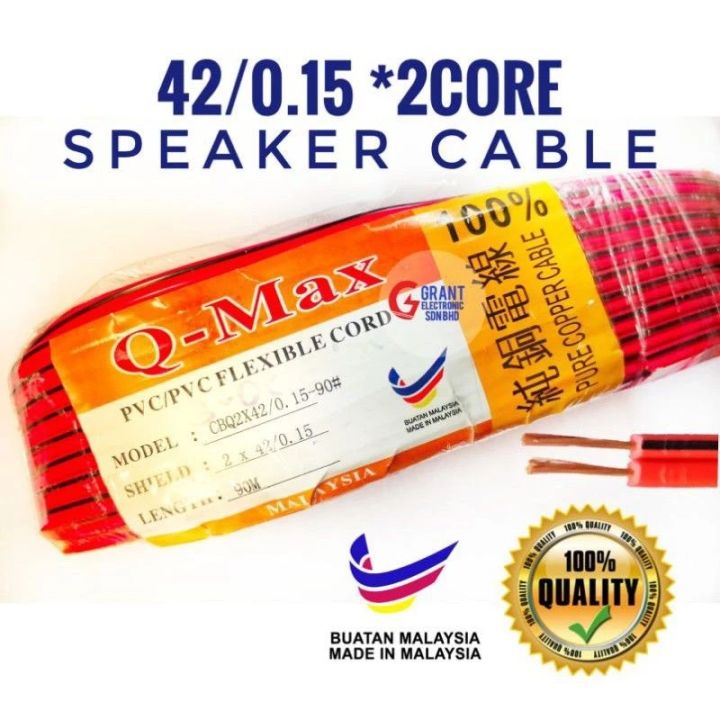 (1 Meter) Q-Max 0.75MM 42/0.15 X 2 CORE PVC TWIN FLAT SPEAKER CABLE ...