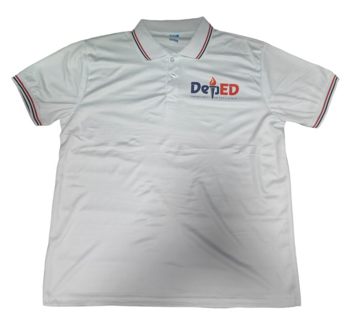 Customized DEPED MATATAG White with Stripes Ribbings Drifit Unisex Polo ...