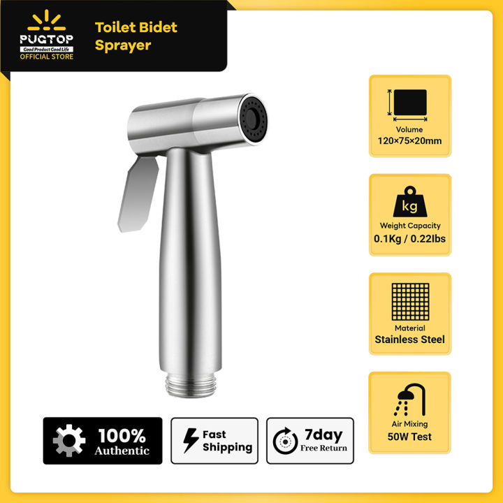 PUGTOP 304 Stainless Steel Sprayer Bathroom Toilet Bidet Sprayer Bidet ...