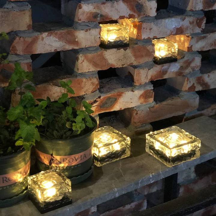 Lumig 4wick LED Solar Ground Lights Glass Solar Brick Lights Waterproof ...