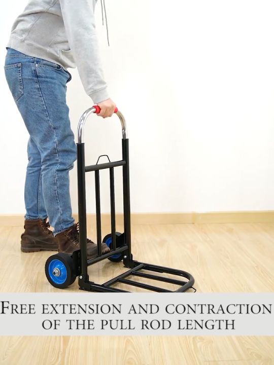 【TVC】Folding trolley hand truck push cart black Foldable Shopping Push ...