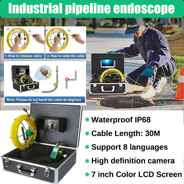 Sewer Camera, Pipe Pipeline Inspection Waterproof IP68 Endoscope 30M ...