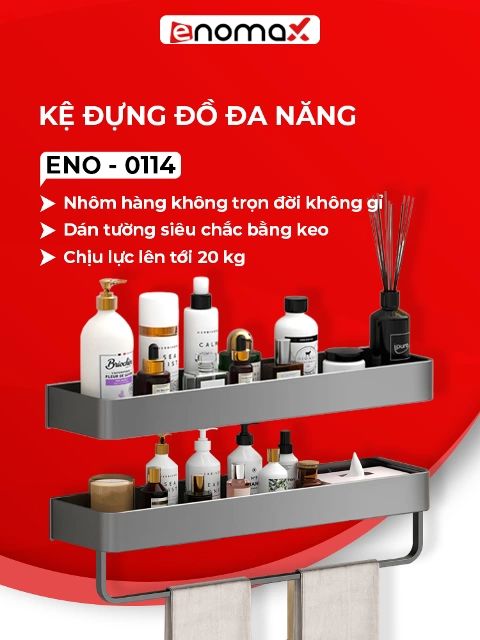 Kệ nhà tắm Enomax để đồ phòng tắm đa năng treo tường, đựng mỹ phẩm, dầu ...