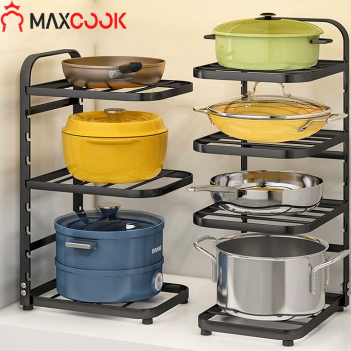 Maxcook 2-5 Tier Kitchen Pan Organizer Pot Rack Adjustable Under Sink ...
