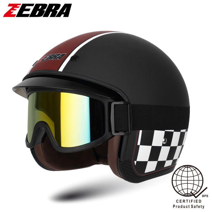 Zebra 603 Motorcycle Helmet Half face Free backpack Retro Classic ...