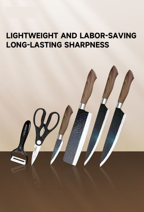 Goldstar 6Pcs Japanese Household Kitchen Sharp Black Non stick ...