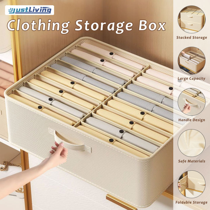JustLiving Double Row Pants Clothes Storage Box Household Wardrobe ...
